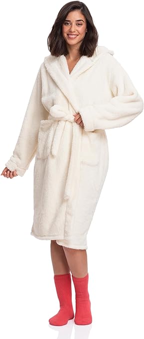 Women's Sherpa Hooded Robe - Off White – Maddogconcepts